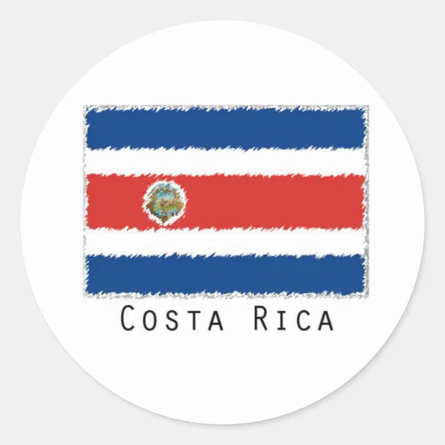 Costa Rica flag stickers- set of 20 Classic Round Sticker | Zazzle