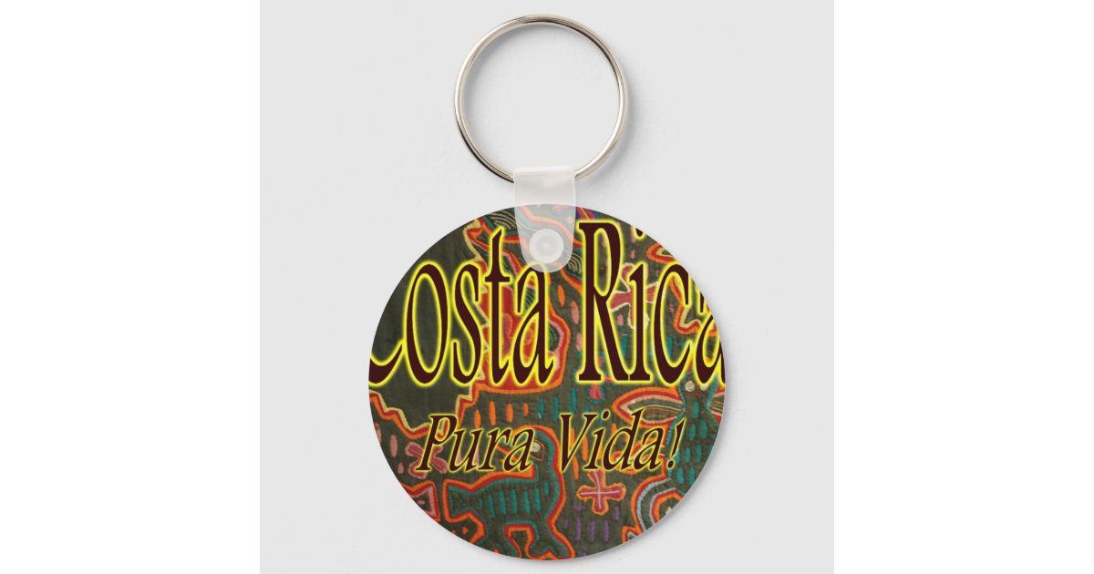Costa Rica Folk Art Pura Vida Keychain | Zazzle