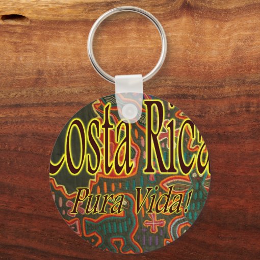 Costa Rica Folk Art Pura Vida Keychain | Zazzle