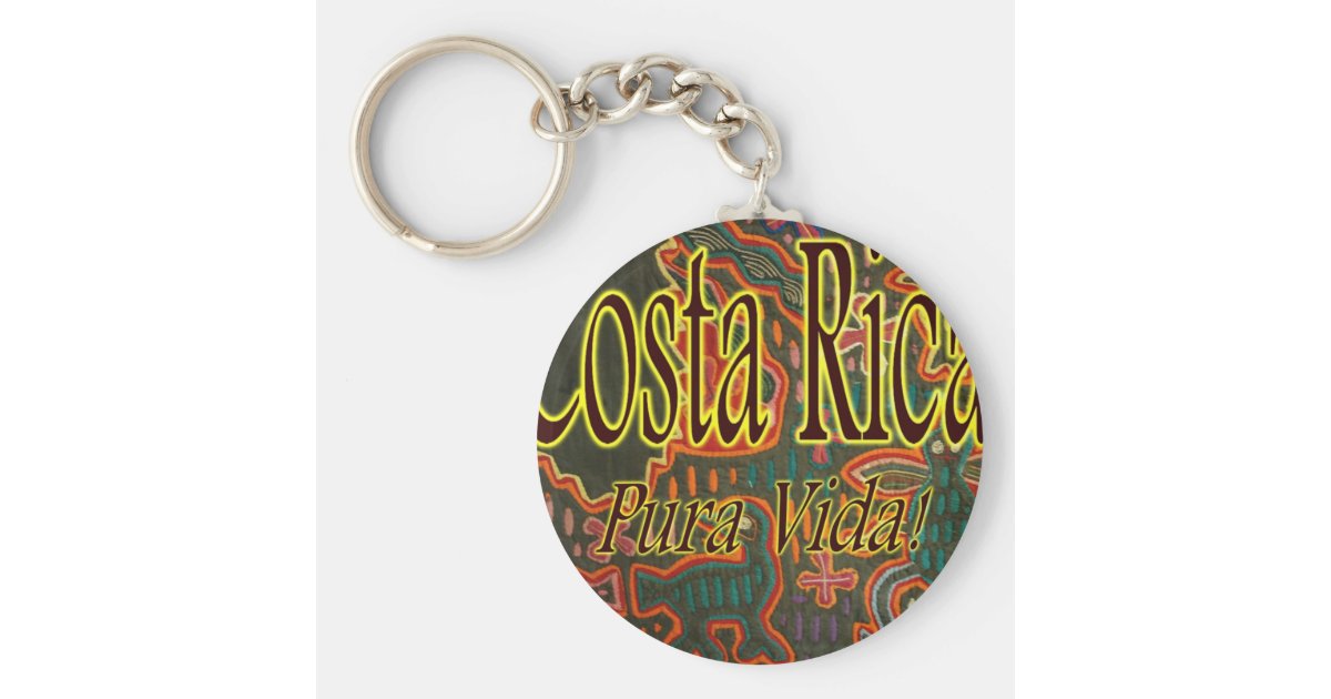 Costa Rica Folk Art Pura Vida Keychain | Zazzle.com