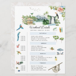 Costa Rica | Illustrated Wedding Weekend Invitation | Zazzle