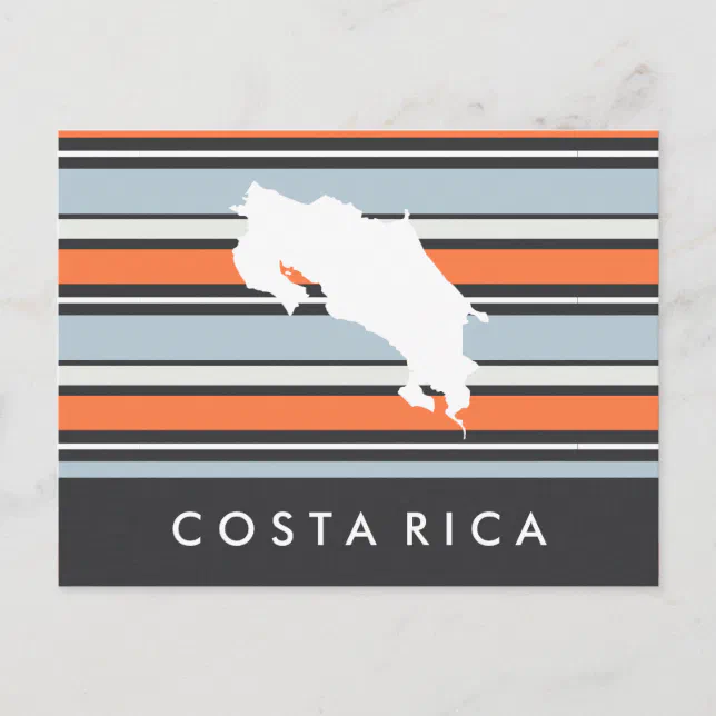 Costa Rica Map: Modern Stripes Postcard | Zazzle