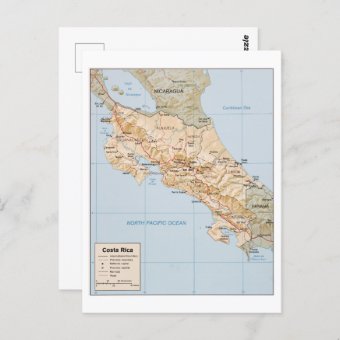 Costa Rica map Postcard | Zazzle