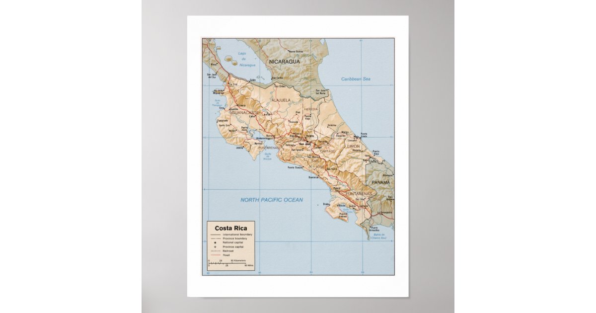 Costa Rica map Poster | Zazzle