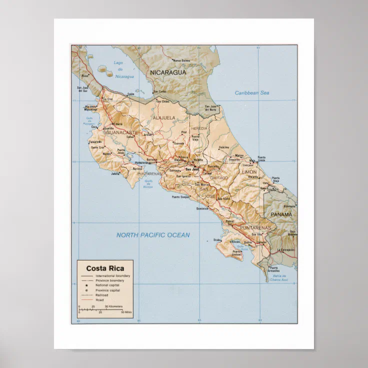 Costa Rica map Poster | Zazzle