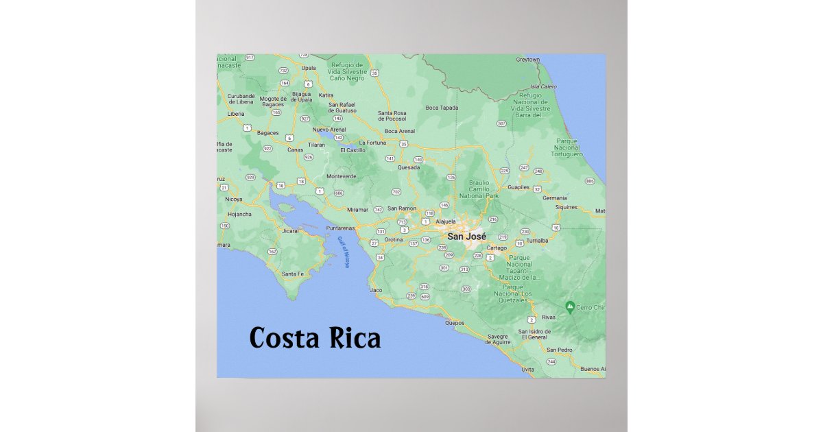 Costa Rica Map Poster Print | Zazzle