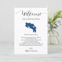 Costa Rica Map Wedding Welcome Letter Itinerary | Zazzle