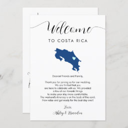Costa Rica Map Wedding Welcome Letter Itinerary | Zazzle
