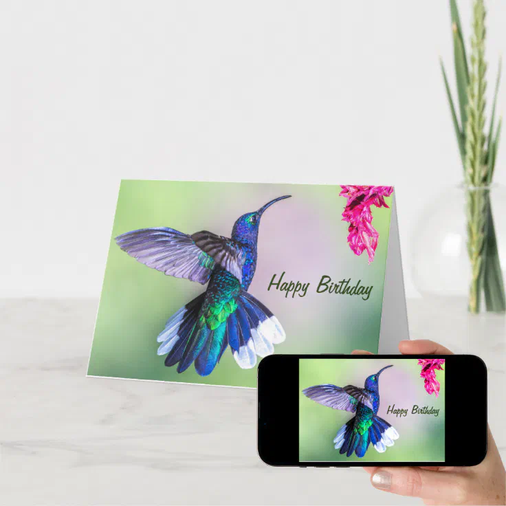 Costa Rica Purple Hummingbird Happy Birthday Card | Zazzle