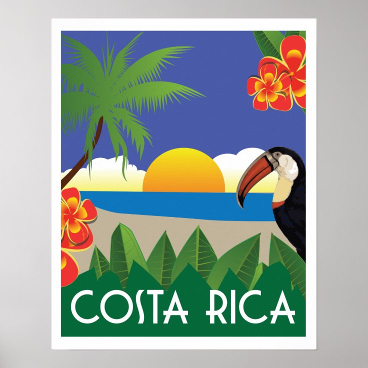 Costa Rica vintage travel style Poster | Zazzle Costa Rica vintage travel style Poster | Zazzle