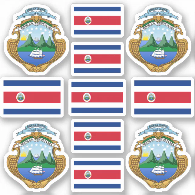 Costa Rican state symbols / coat of arms and flag Sticker | Zazzle