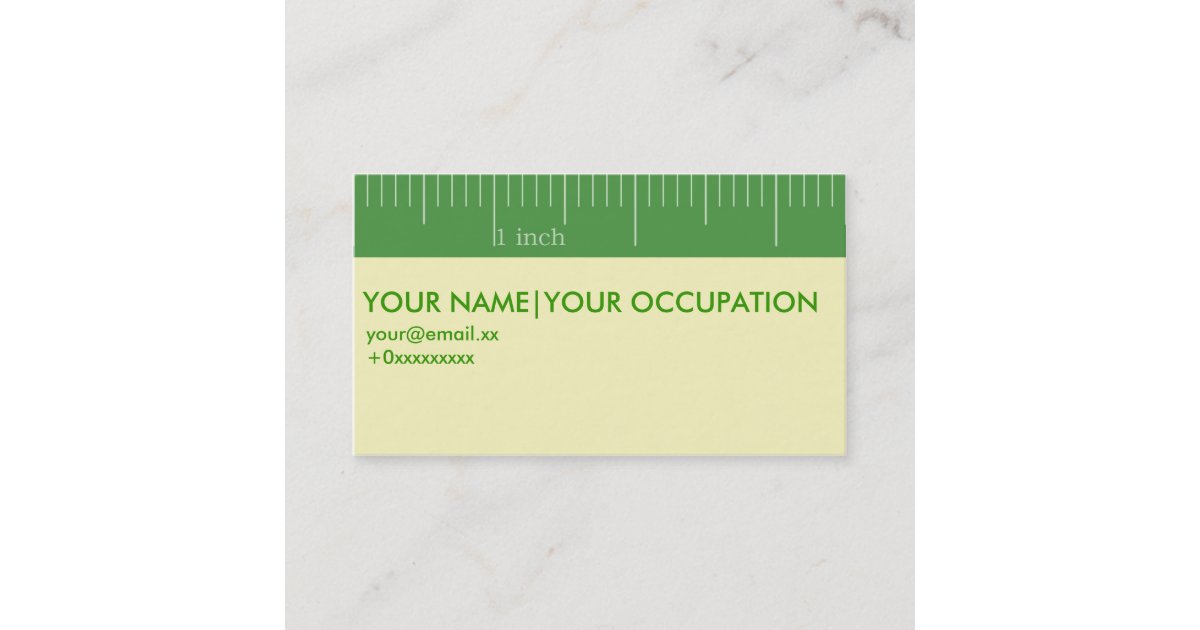 Costum Green Ruler Business Card | Zazzle