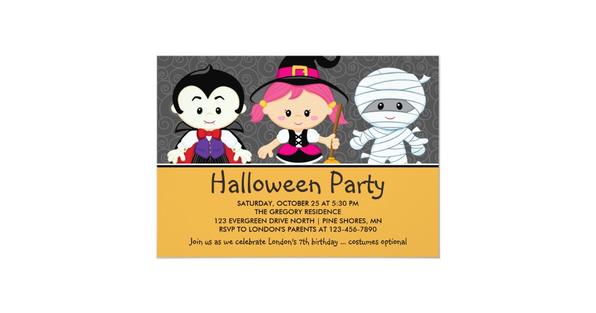 Costume Children Halloween Party Invitations | Zazzle.com