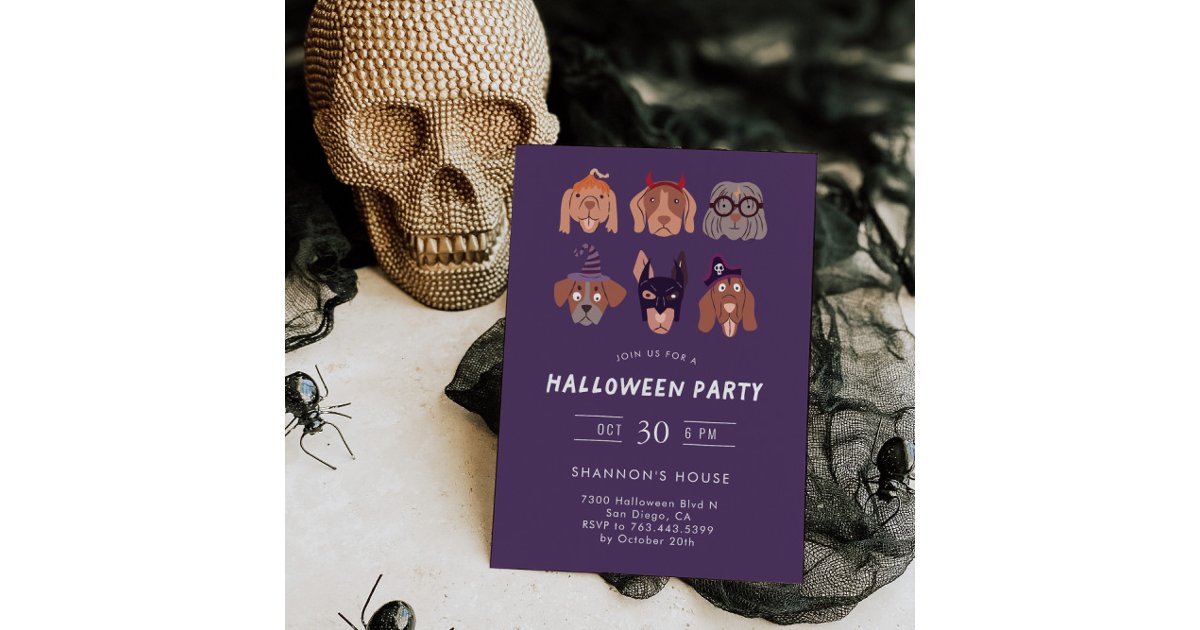 Costume Dogs Halloween Party Invitation | Zazzle