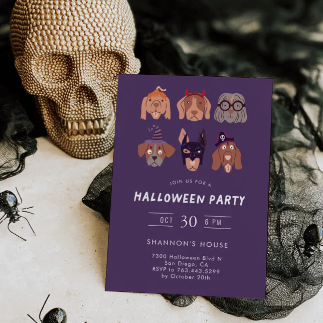 Costume Dogs Halloween Party Invitation | Zazzle