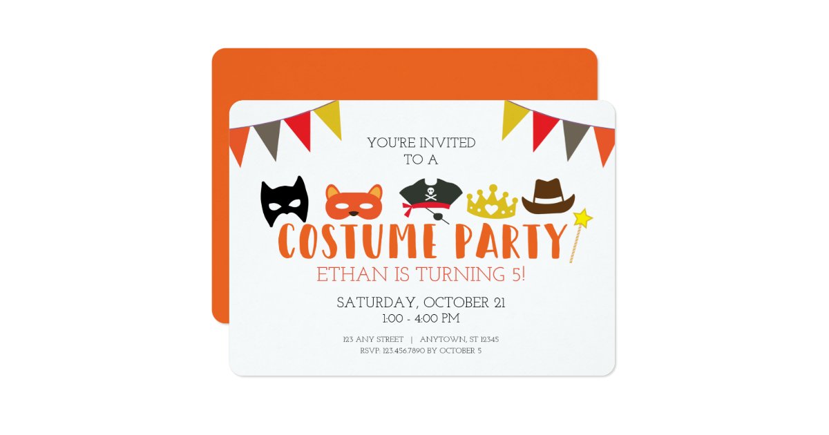 Costume Halloween Birthday Party Invitation | Zazzle.com