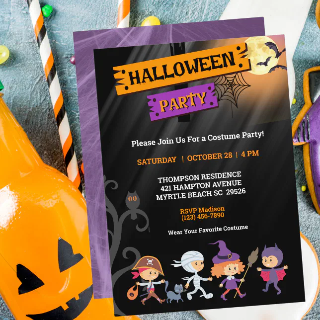 Costume Kids Halloween Party Invitation | Zazzle