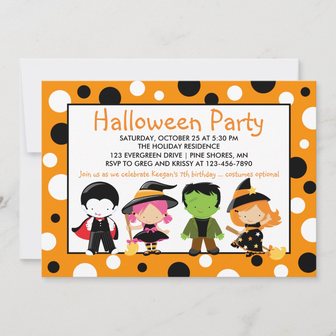 Costume Kids Halloween Party Invitations | Zazzle