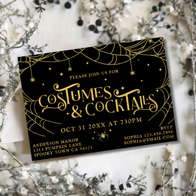 Costumes and Cocktails Spooky Adult Halloween Invitation | Zazzle