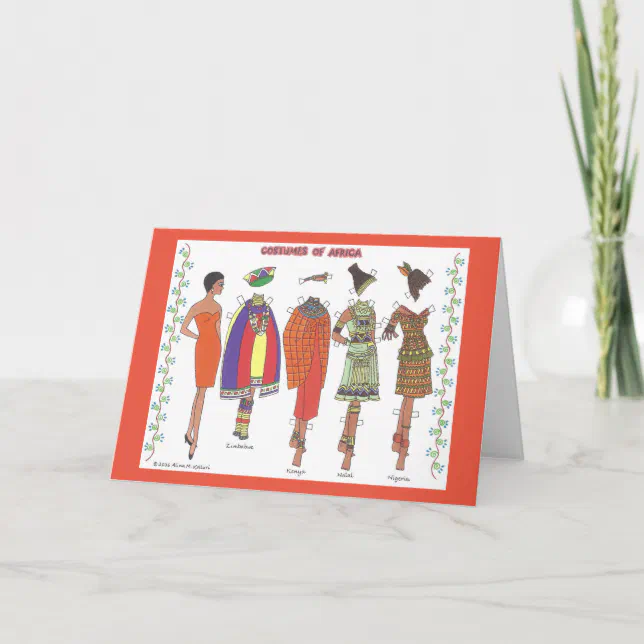 Costumes of Africa Paper Doll Greeting Card | Zazzle