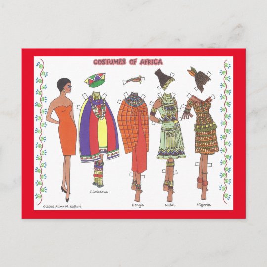 Costumes of Africa Paper Doll Post Card | Zazzle.com