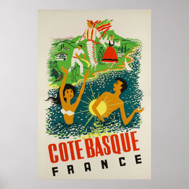 Côte Basque, France, Travel Poster | Zazzle
