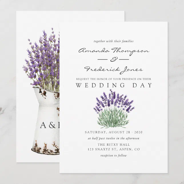 Cottage Chic Lavender Wedding Invitation | Zazzle