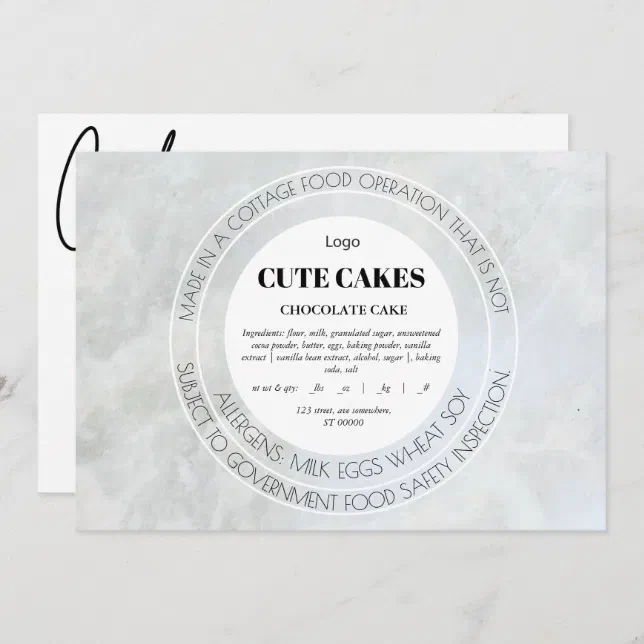 Cottage Food Label QR Code and Cake Card | Zazzle