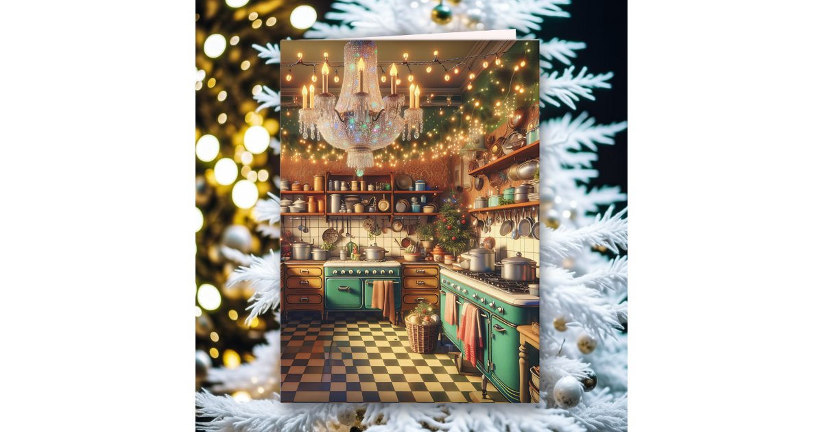 Cottage Kitsch Holiday Retro Christmas Card | Zazzle