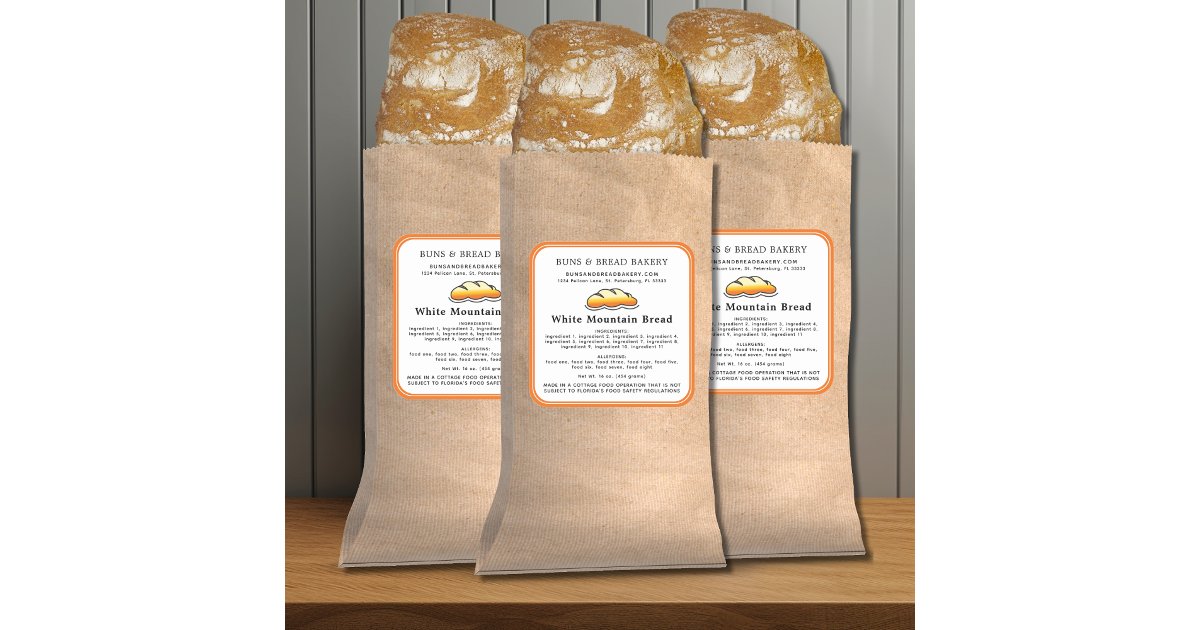 Cottage Law Home Bakery Ingredients Allergens Square Sticker | Zazzle
