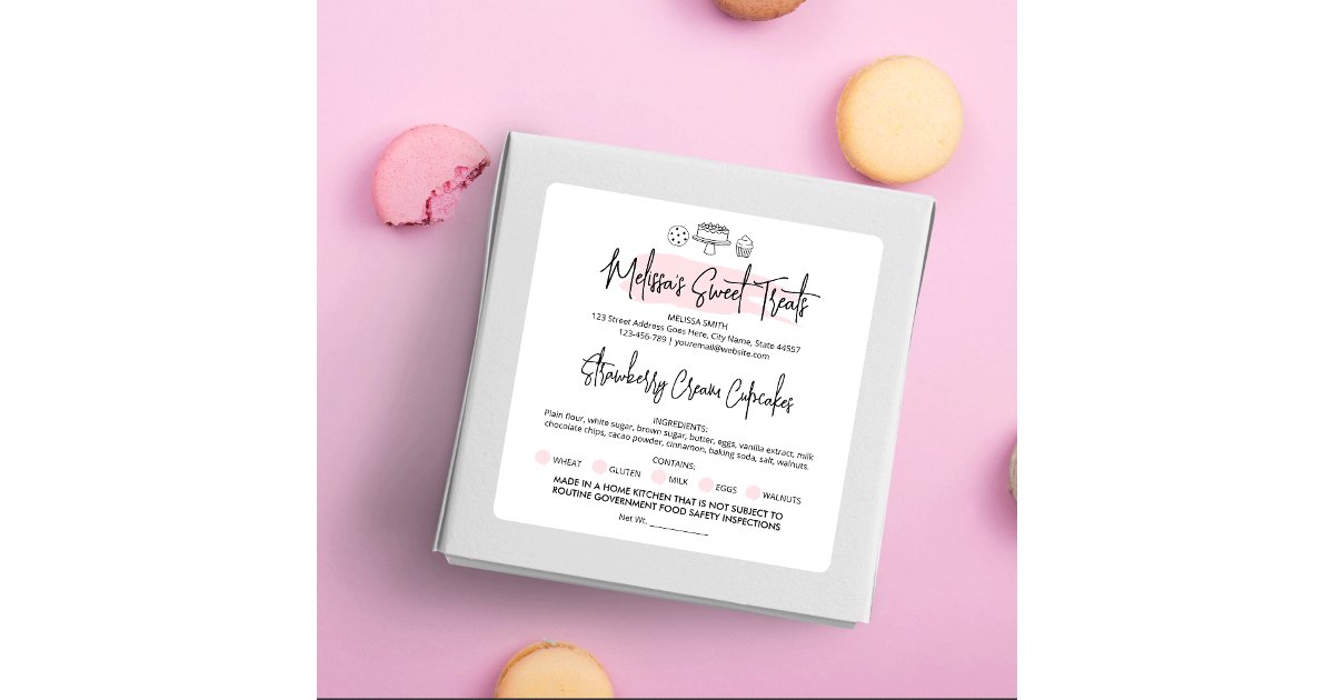 Cottage Law Label Home Bakery Ingredients Sticker | Zazzle