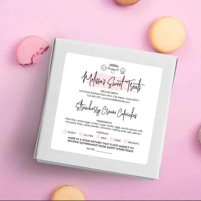 Cottage Law Label Home Bakery Ingredients Sticker | Zazzle