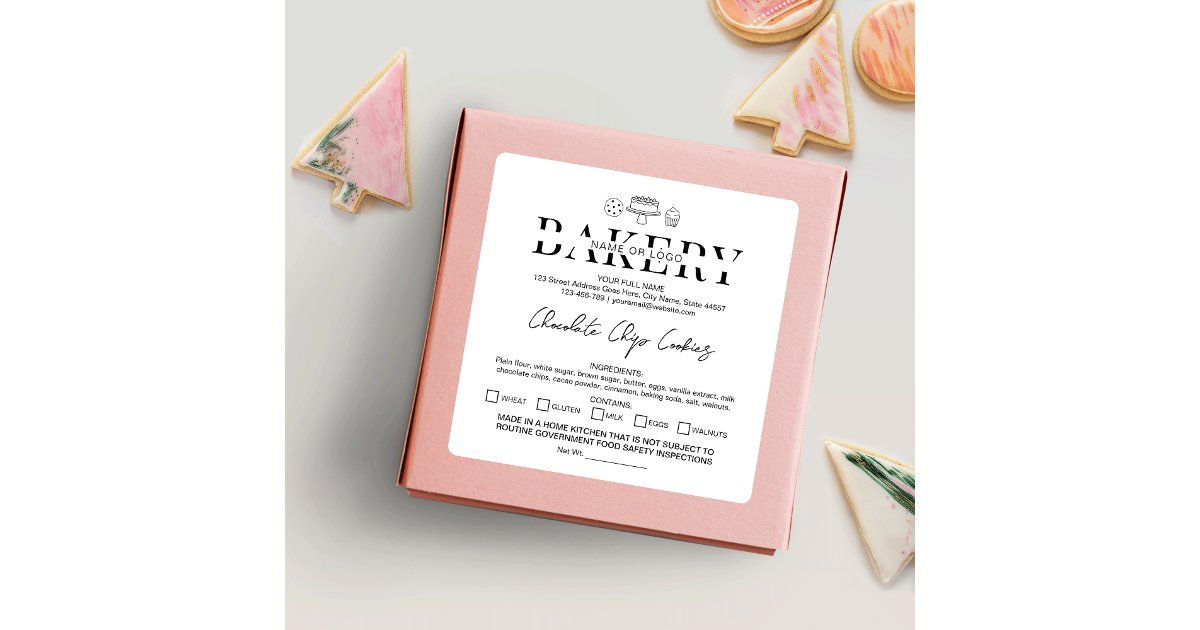 Cottage Law Label Home Bakery Minimalist Sticker | Zazzle