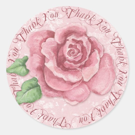 Cottage Rose Thank You Sticker - SRF | Zazzle.com