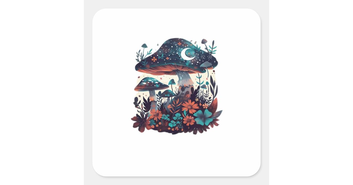 Cottagecore And Aesthetic Goblincore Mushroom Fair Square Sticker | Zazzle