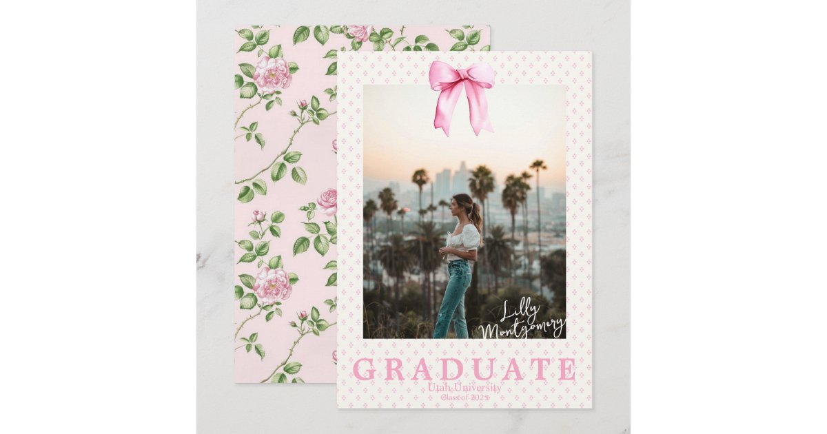 Cottagecore Coquette Photo Graduation Announcement | Zazzle
