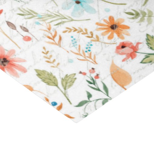 Cottagecore Floral Wildflower Fall Leaf Foliage Tissue Paper | Zazzle