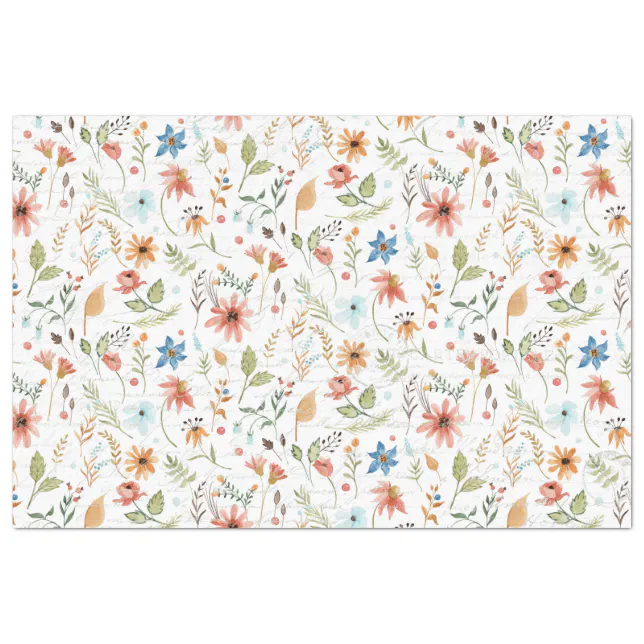Cottagecore Floral Wildflower Fall Leaf Foliage Tissue Paper | Zazzle