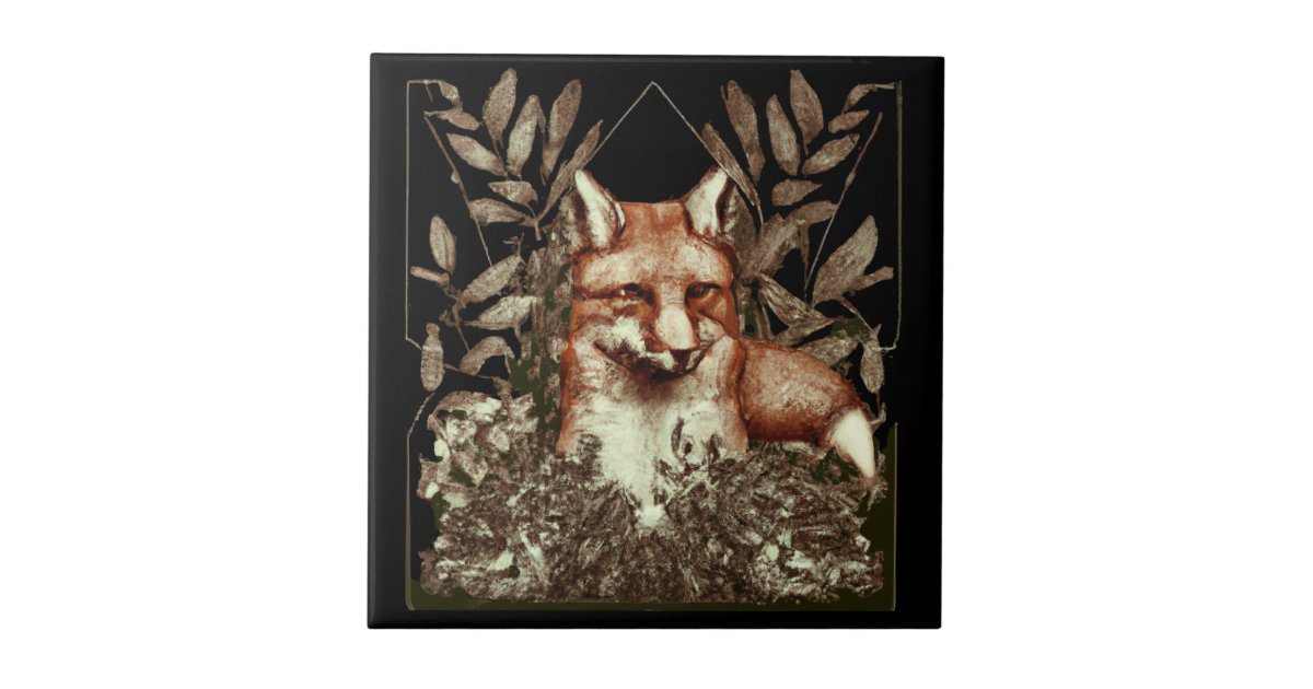 Cottagecore Fox Vintage Ceramic Tile | Zazzle