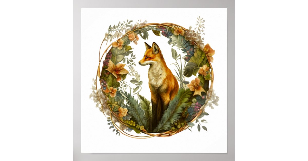 Cottagecore Fox Vintage Poster | Zazzle