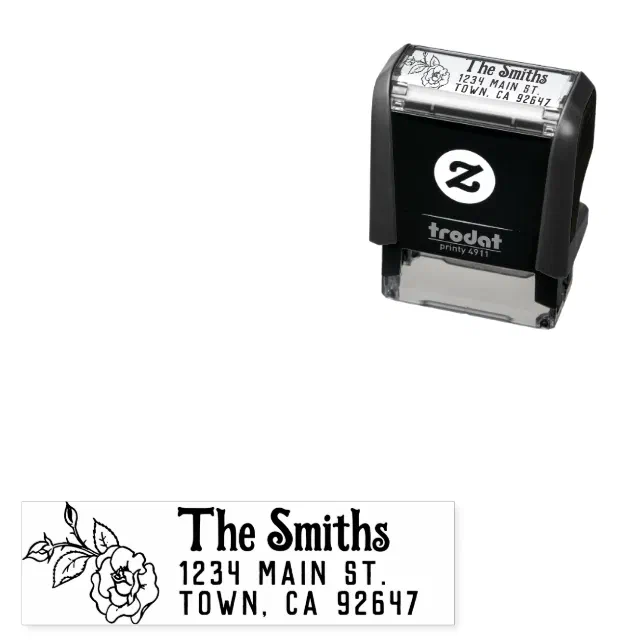 Cottagecore Return Address Rose Self-inking Stamp | Zazzle