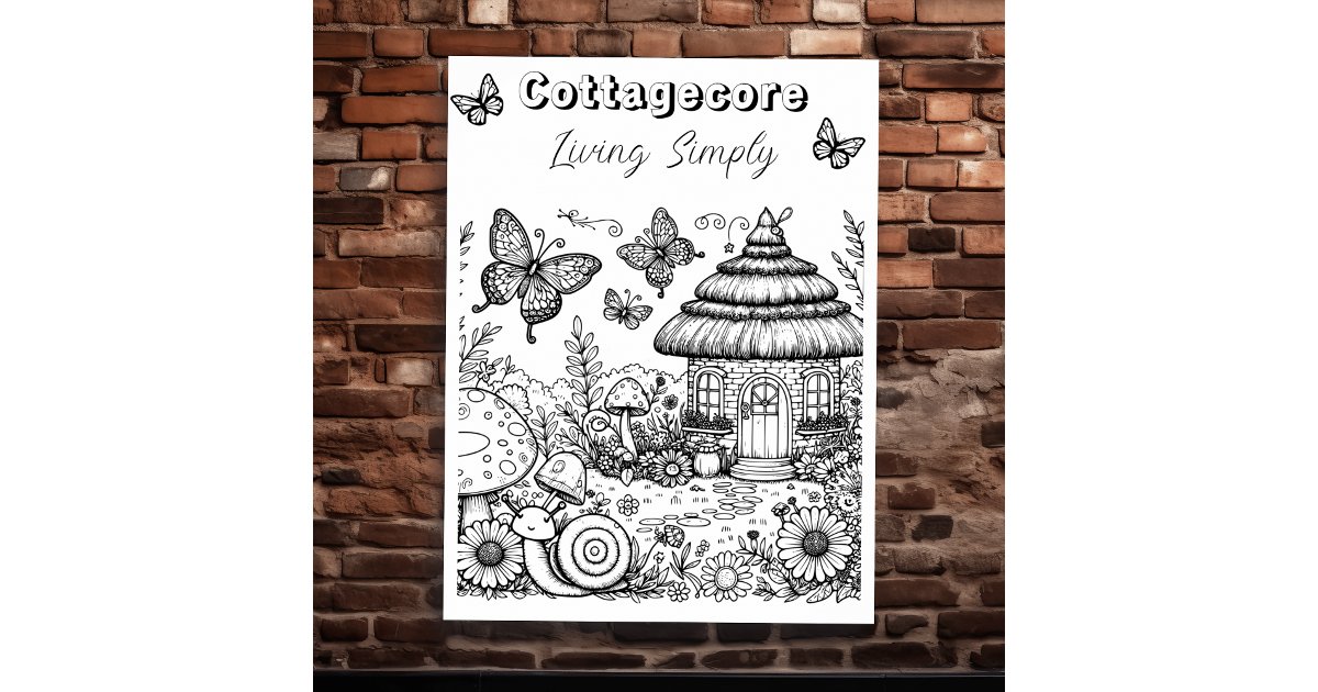 Cottagecore Villa and Butterflies | Color Me Poster | Zazzle