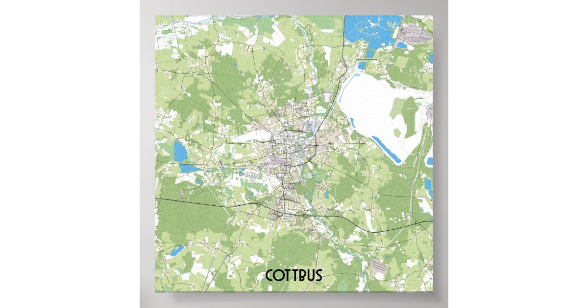Cottbus map poster | Zazzle