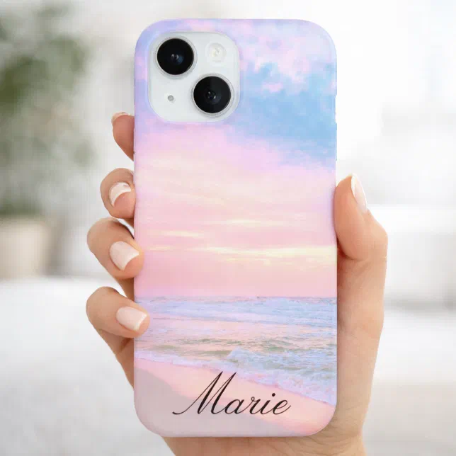 Cotton Candy Florida Beach Sunrise Name Phone Case | Zazzle