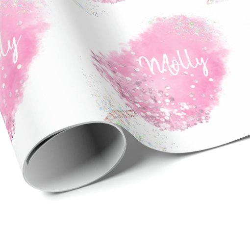 Cotton candy glitter cute pink girly wrapping paper | Zazzle