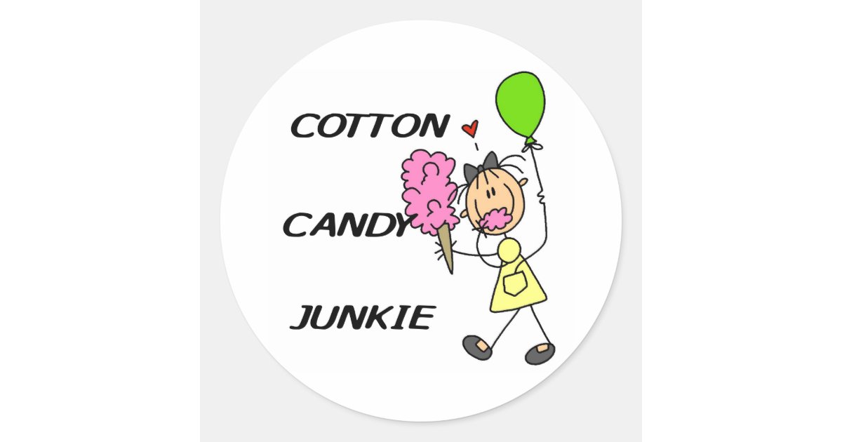 Cotton Candy Junkie Classic Round Sticker | Zazzle
