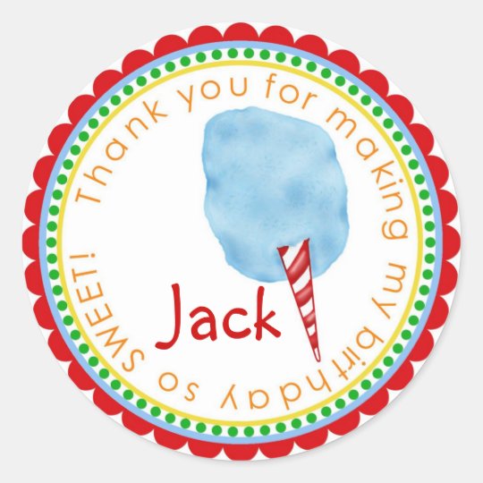 Cotton Candy Stickers- Blue Classic Round Sticker | Zazzle.com
