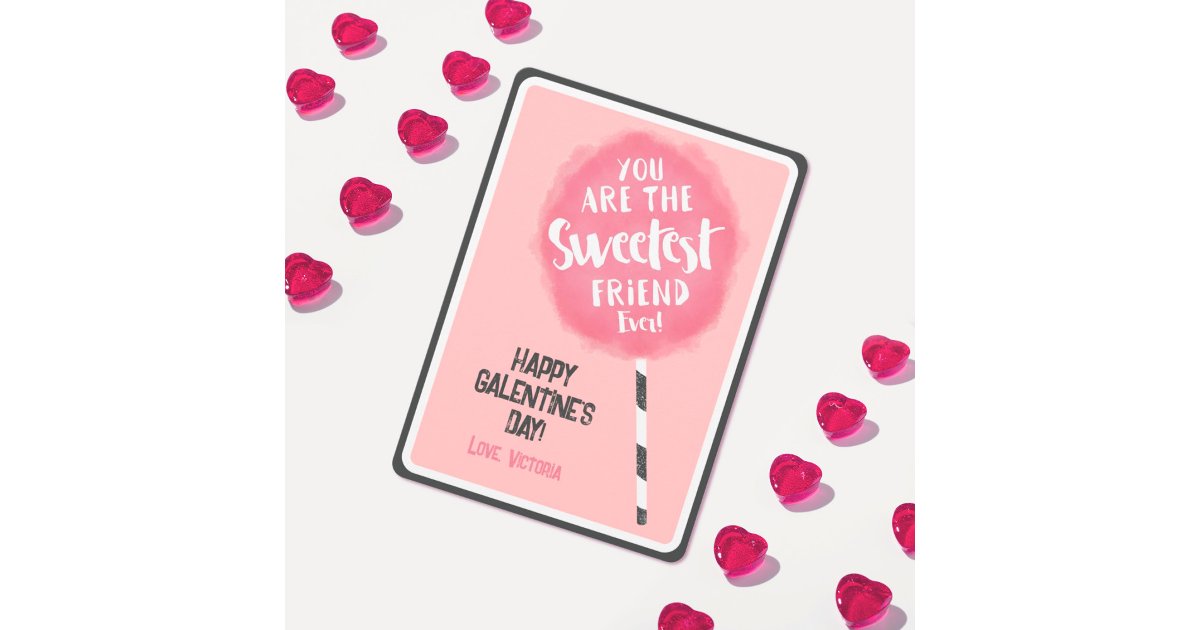 Cotton Candy Sweet Friend Galentine's Valentine's Holiday Card | Zazzle