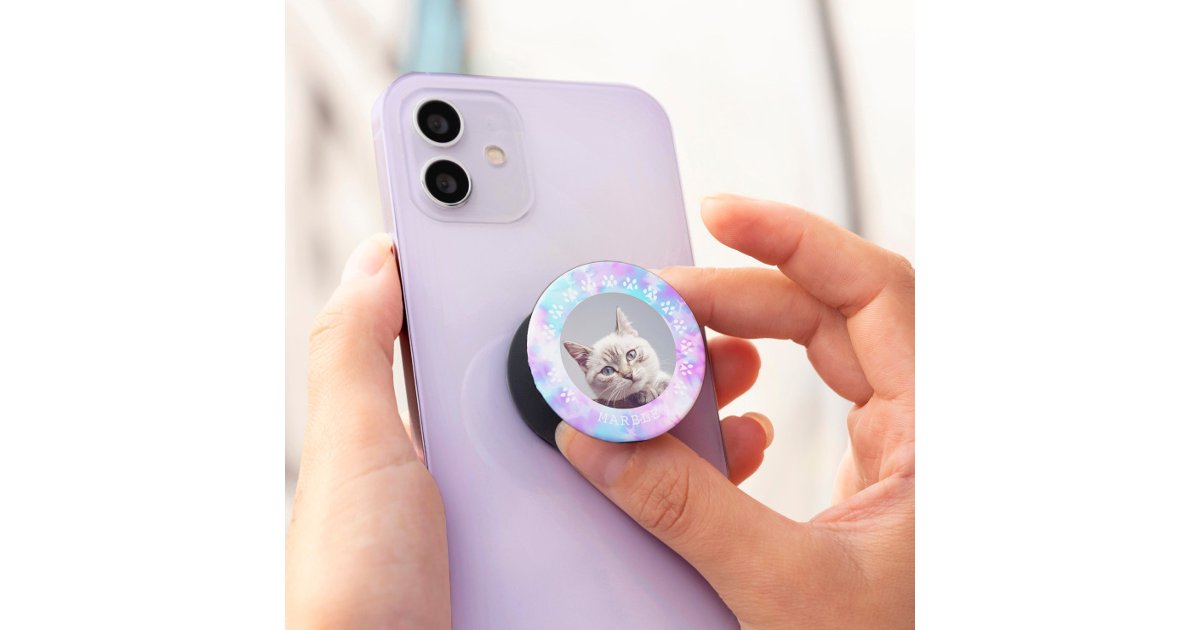 Cotton Candy Tie Dye Pet Photo PopSocket | Zazzle