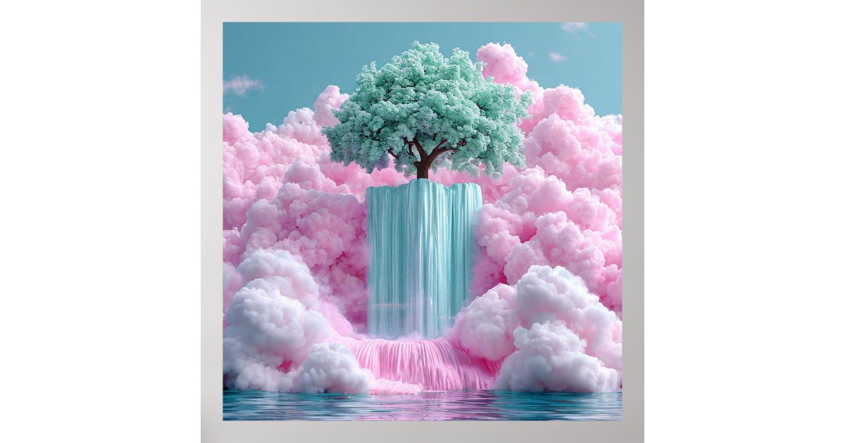 Cotton candy tree poster | Zazzle